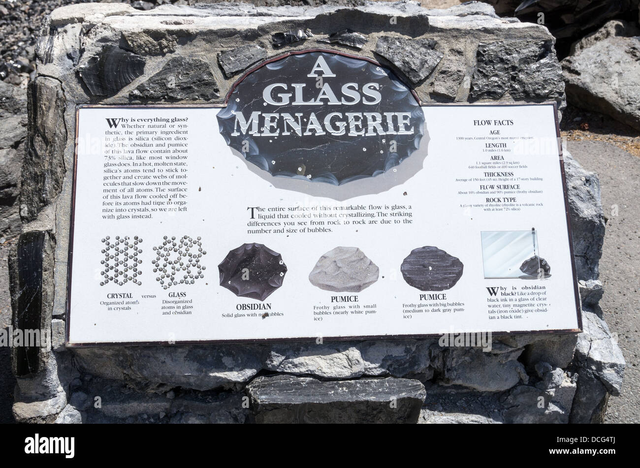 Oregon Newberry National Volcanic Monument Information sign about lava ...
