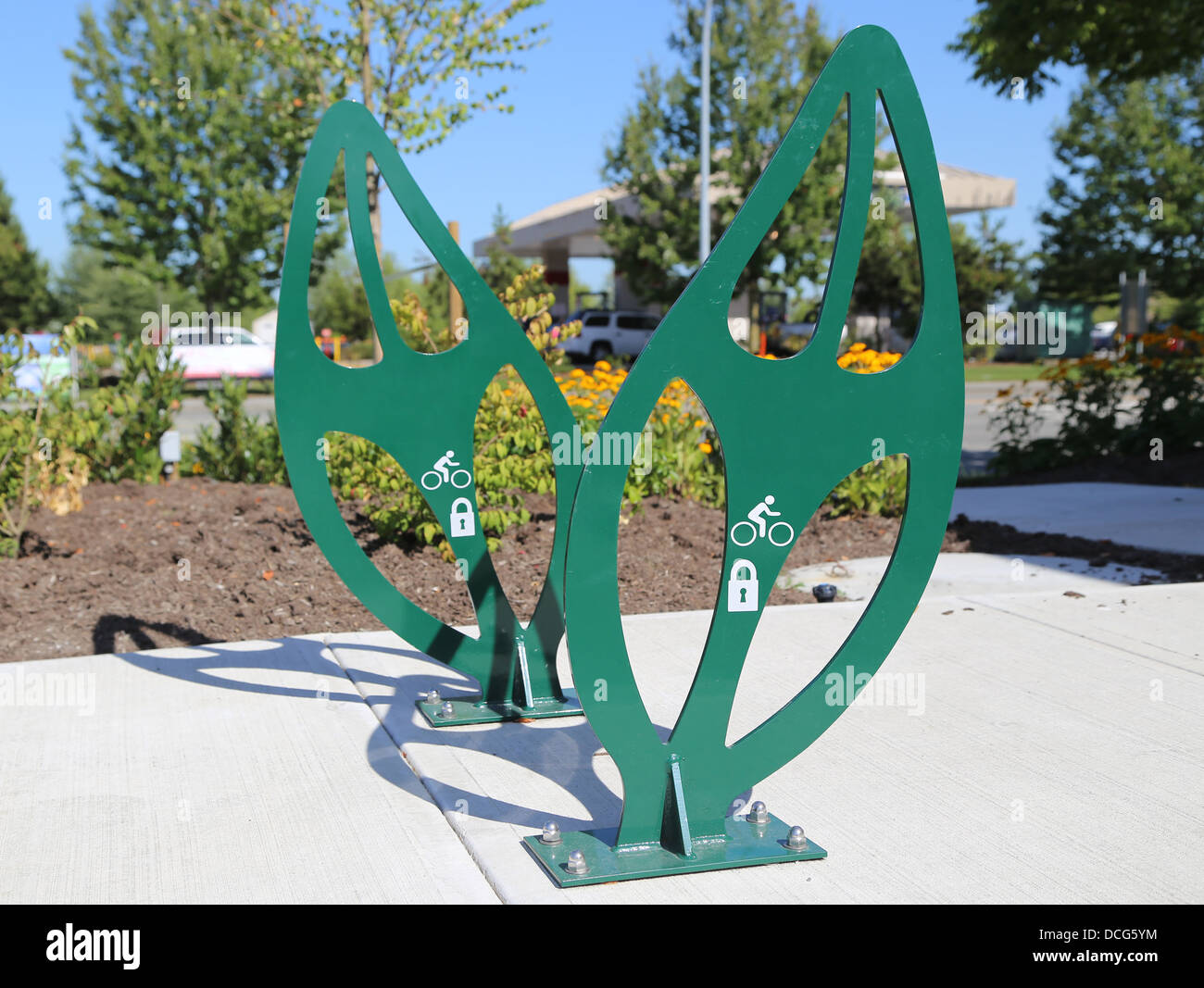 Bike parking rack with leaf style Stock Photo - Alamy