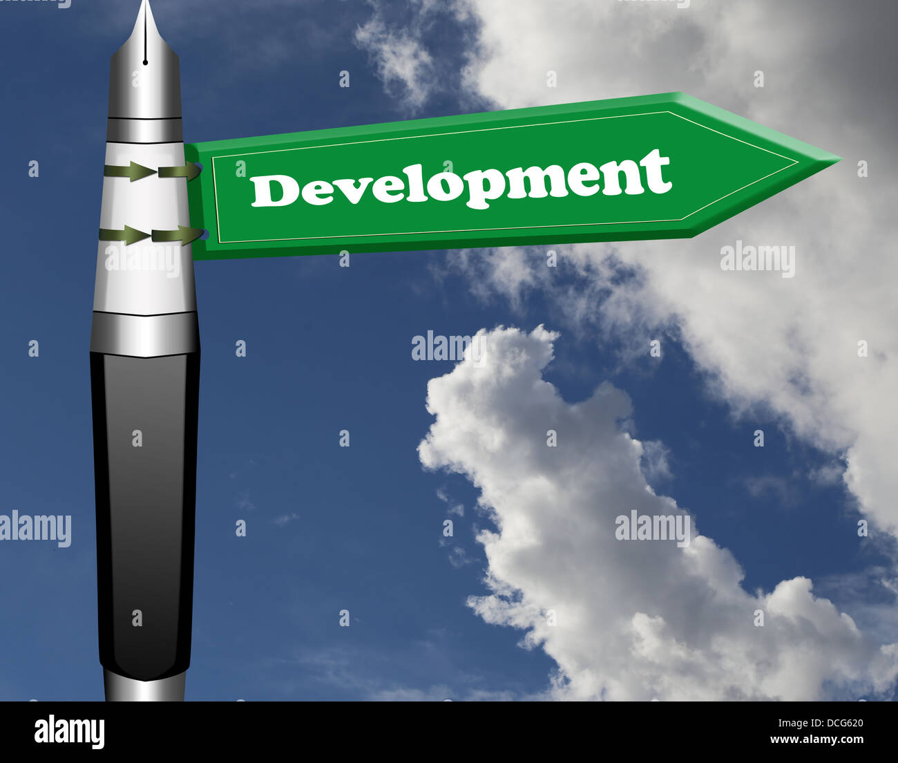 Development road sign Stock Photo - Alamy