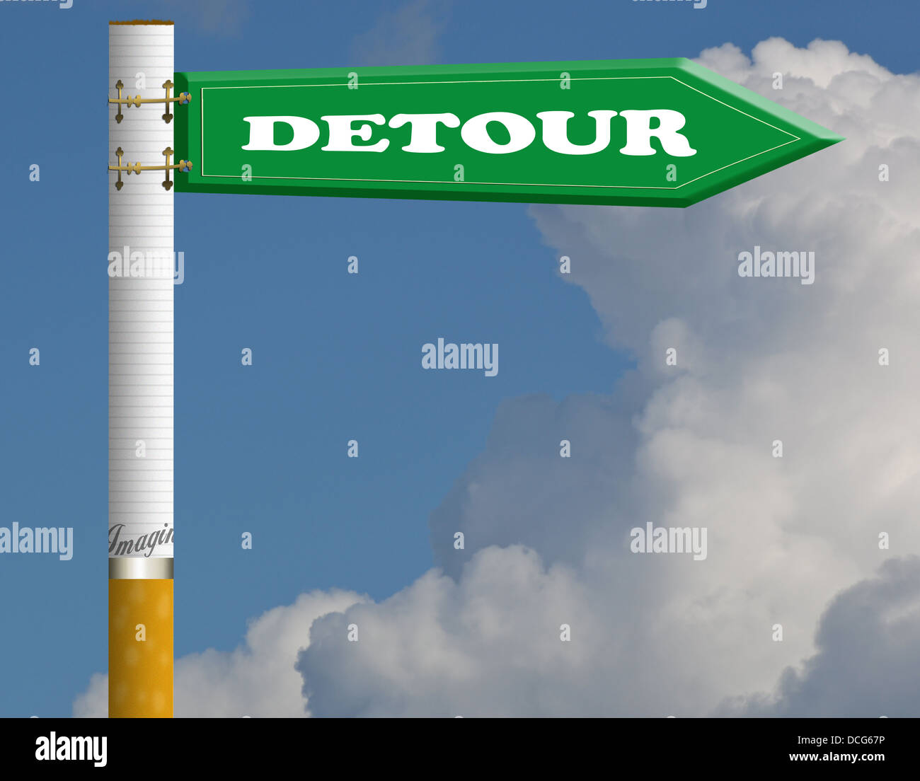 Detour road sign Stock Photo - Alamy