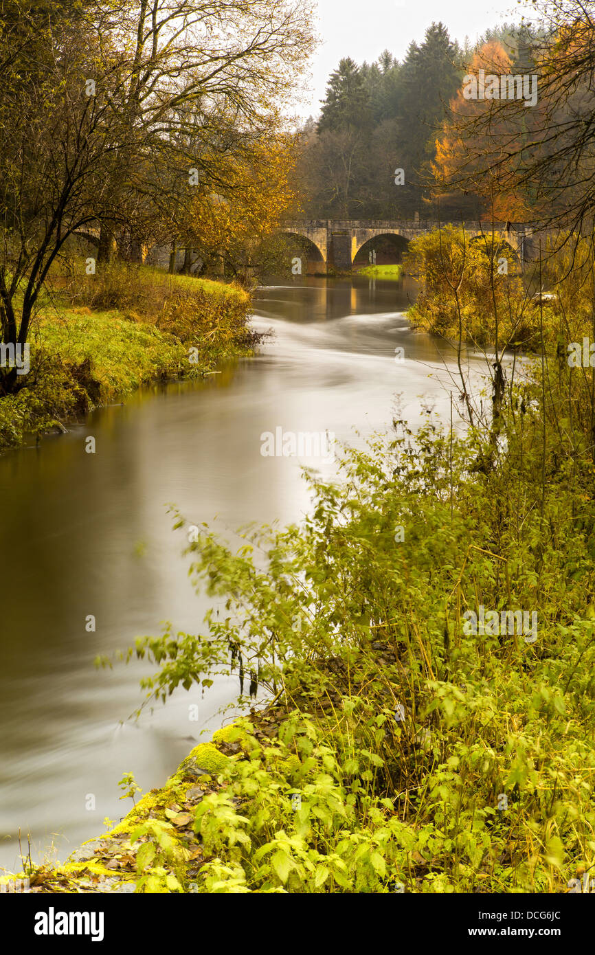 Belgian Gaume region in the Ardennes with the Chiny bridge and the ...