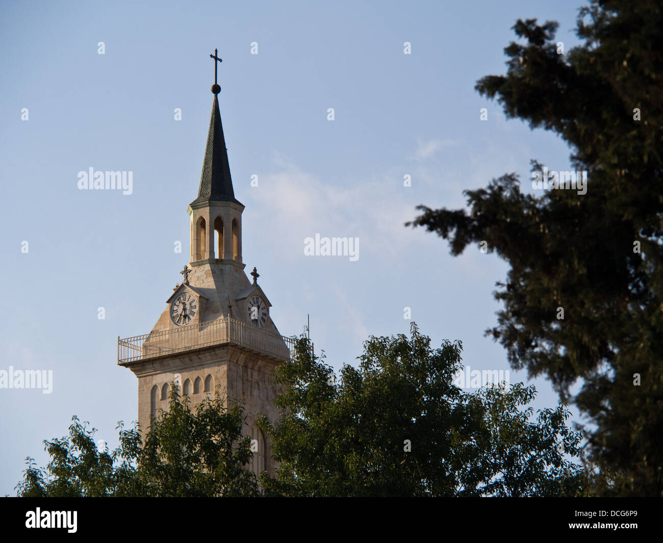 The bell tower of Yochanan BaHarim Church in Ein-Karem, Jerusalem ...