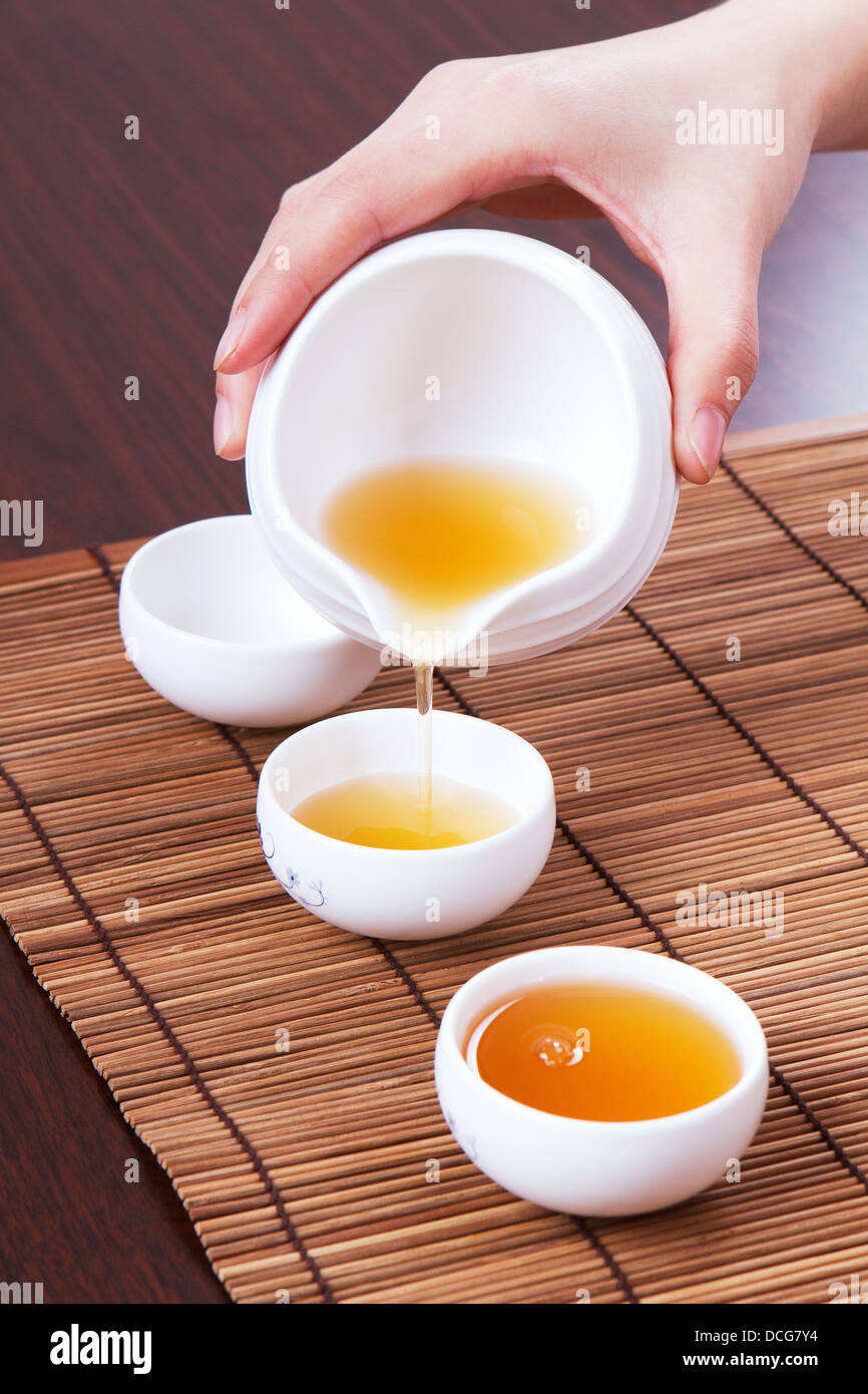 A hand in pouring tea closeup Stock Photo - Alamy
