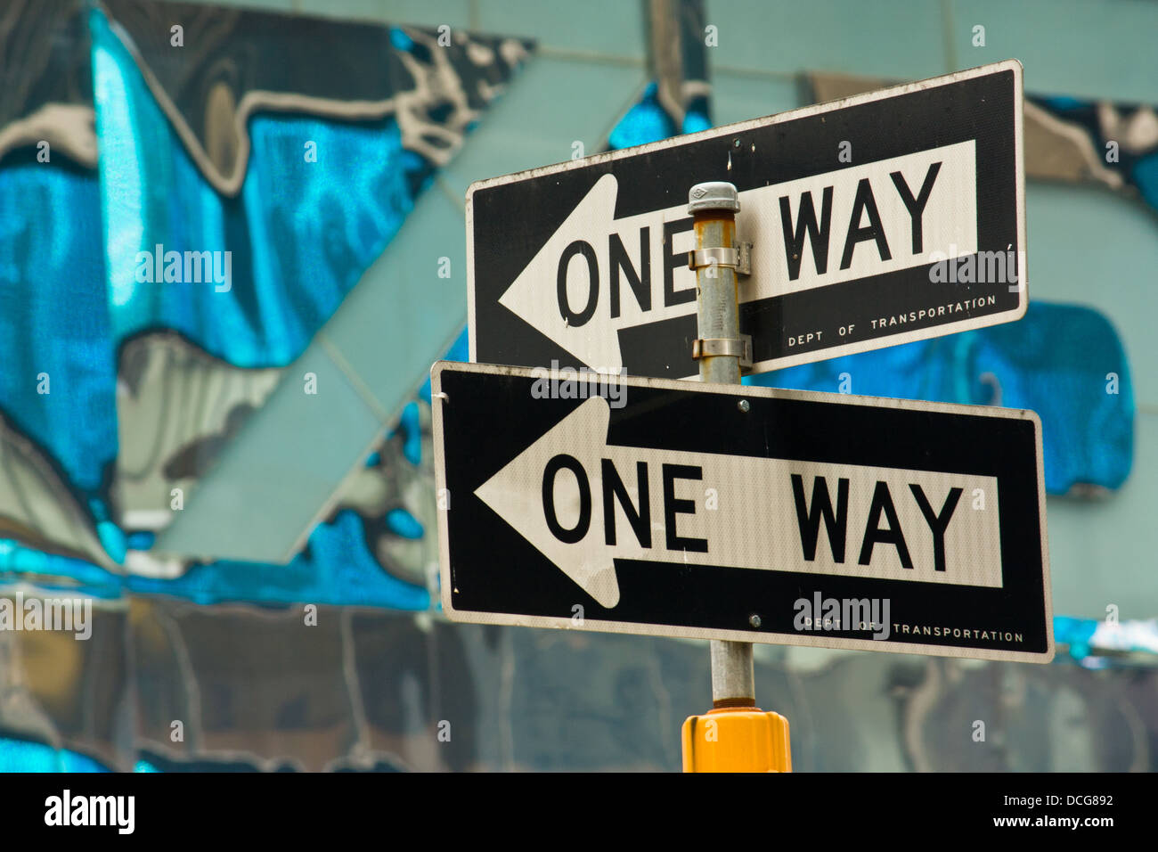One Way signs in New York City, Manhattan, United States Stock Photo ...