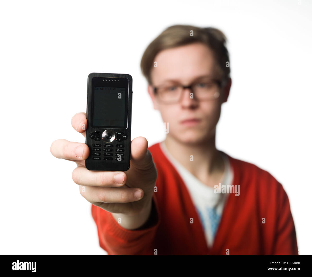 man holding a phone Stock Photo - Alamy