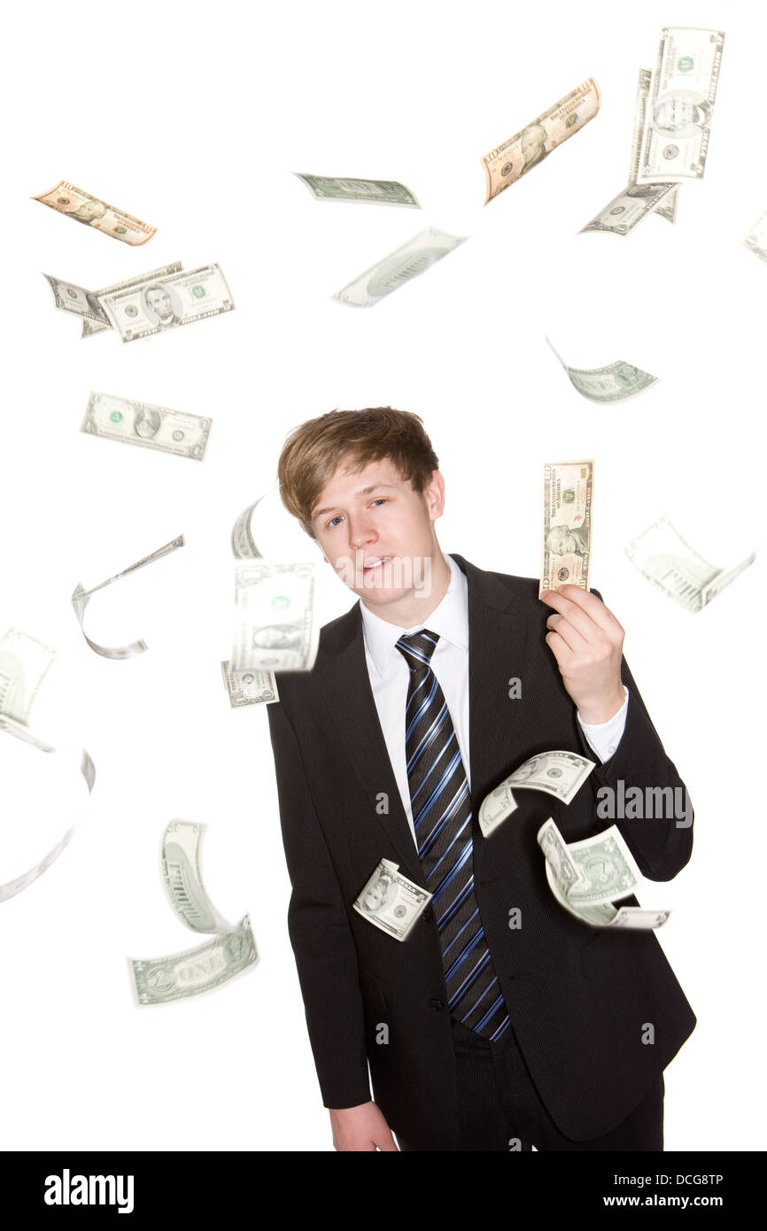 man in money rain Stock Photo - Alamy