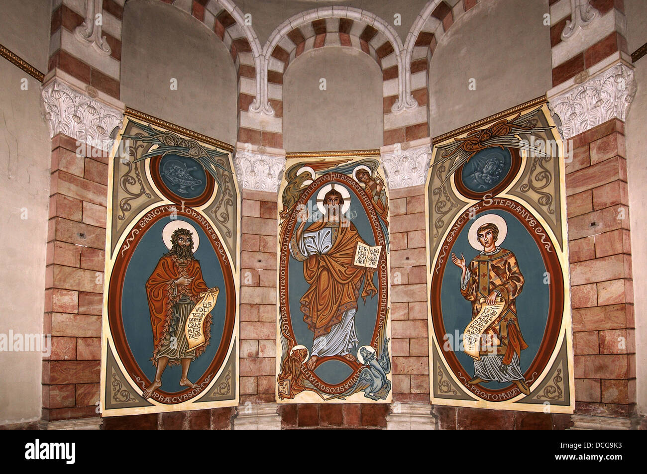 Panel decorated with biblical figures inside the catholic Church of St ...