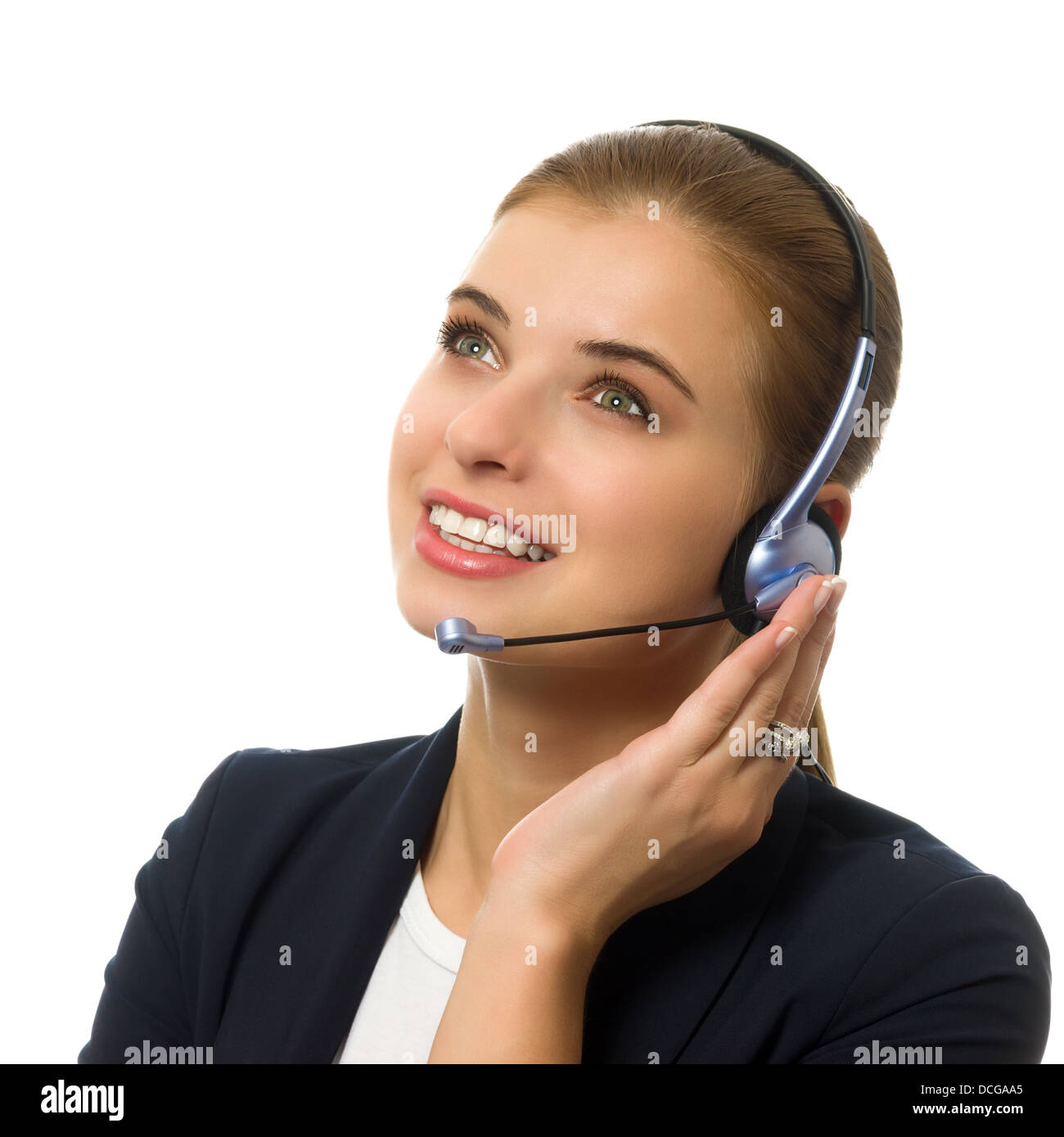Woman customer service worker Stock Photo - Alamy