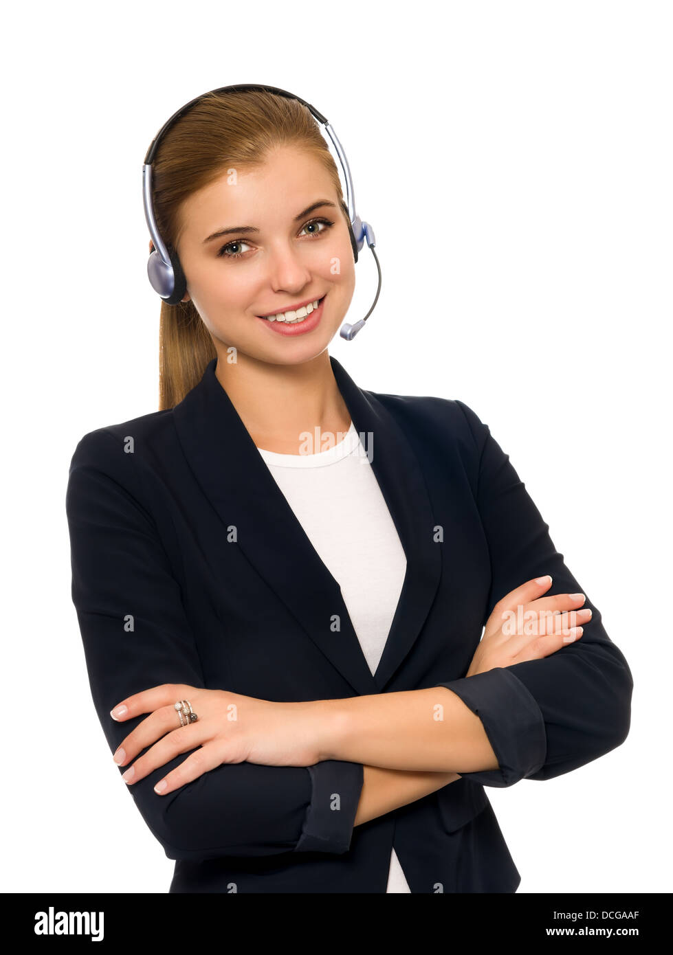 Woman customer service worker Stock Photo - Alamy