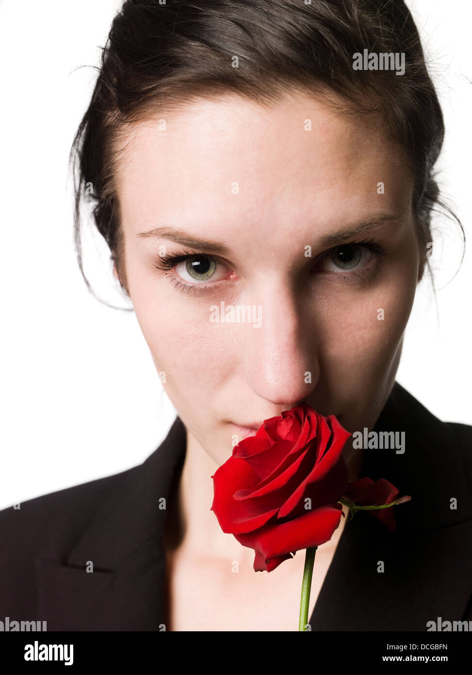 Woman with a rose Stock Photo - Alamy