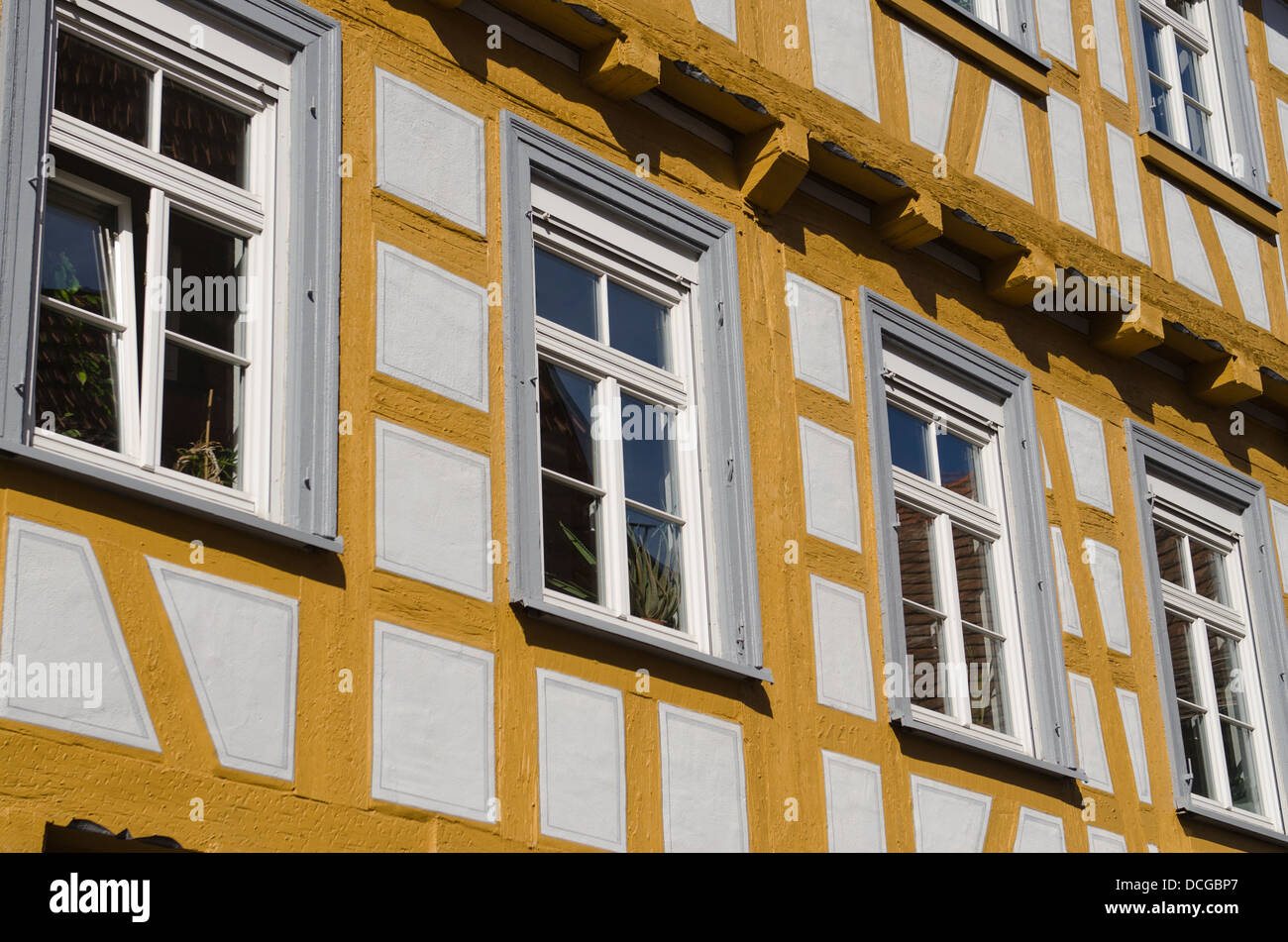House front with half timber and windows Stock Photo - Alamy