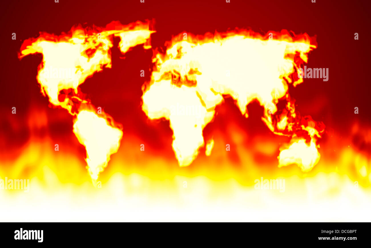 earth map fire Stock Photo - Alamy