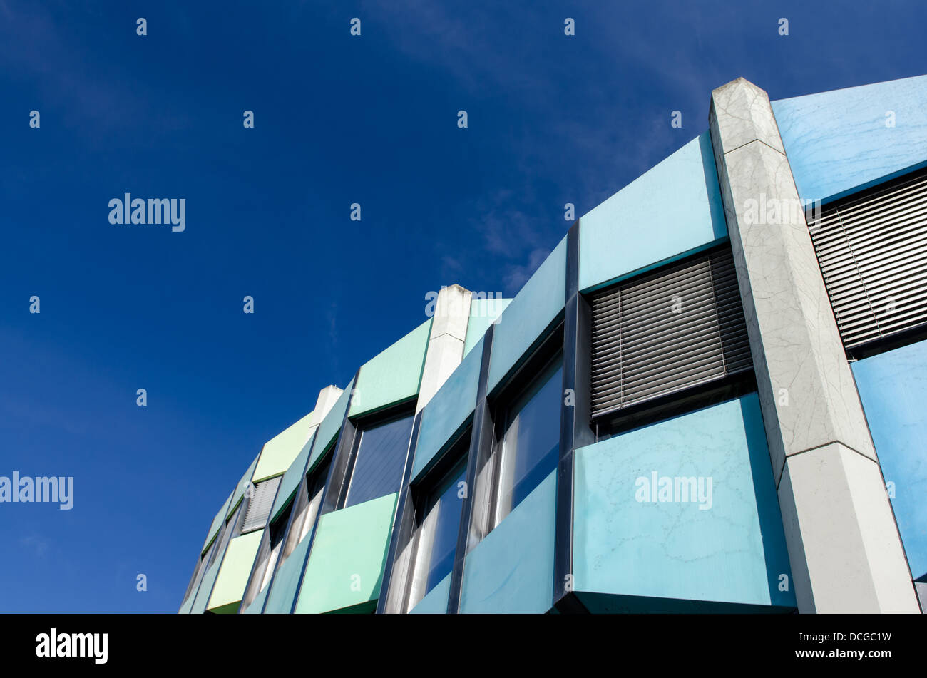 Colourful futuristic building with blue sky Stock Photo - Alamy
