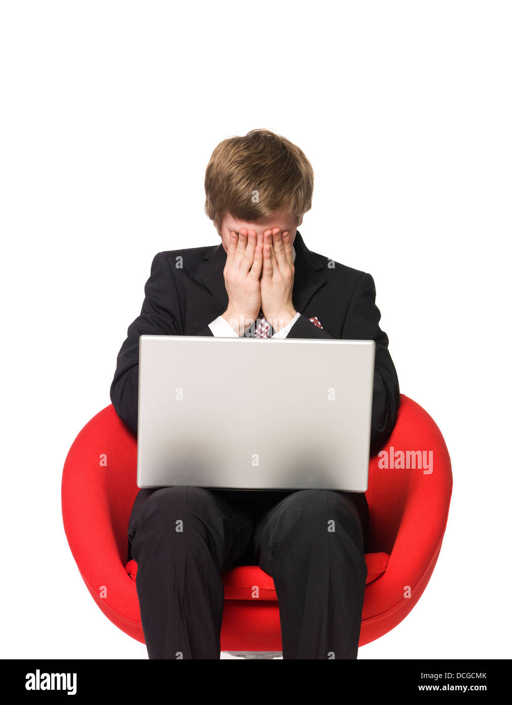 A depressed man with a laptop Stock Photo - Alamy