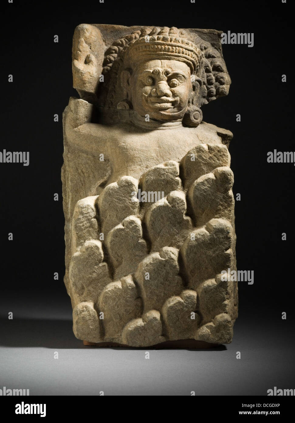 This artwork represents Rahu, a demon from Hindu mythology, depicted in ...