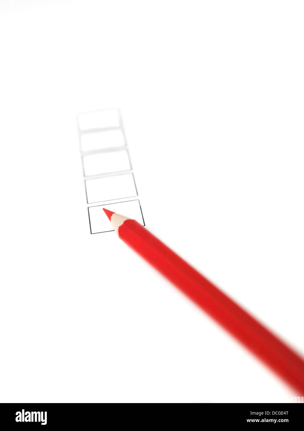 Red pencil and check boxes Stock Photo - Alamy