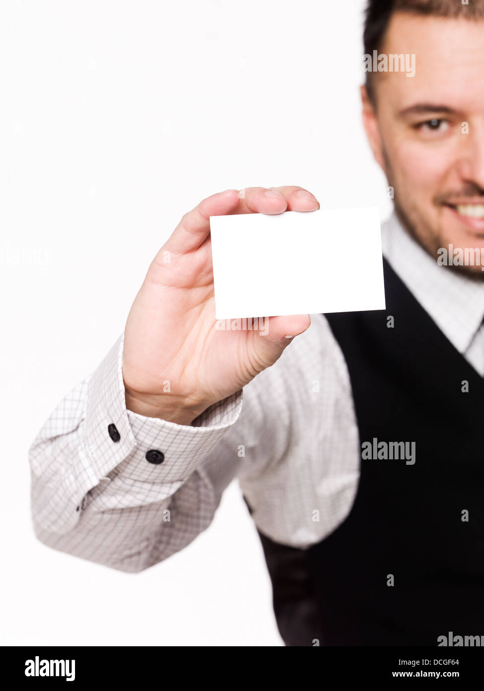 Man showing a sign Stock Photo - Alamy