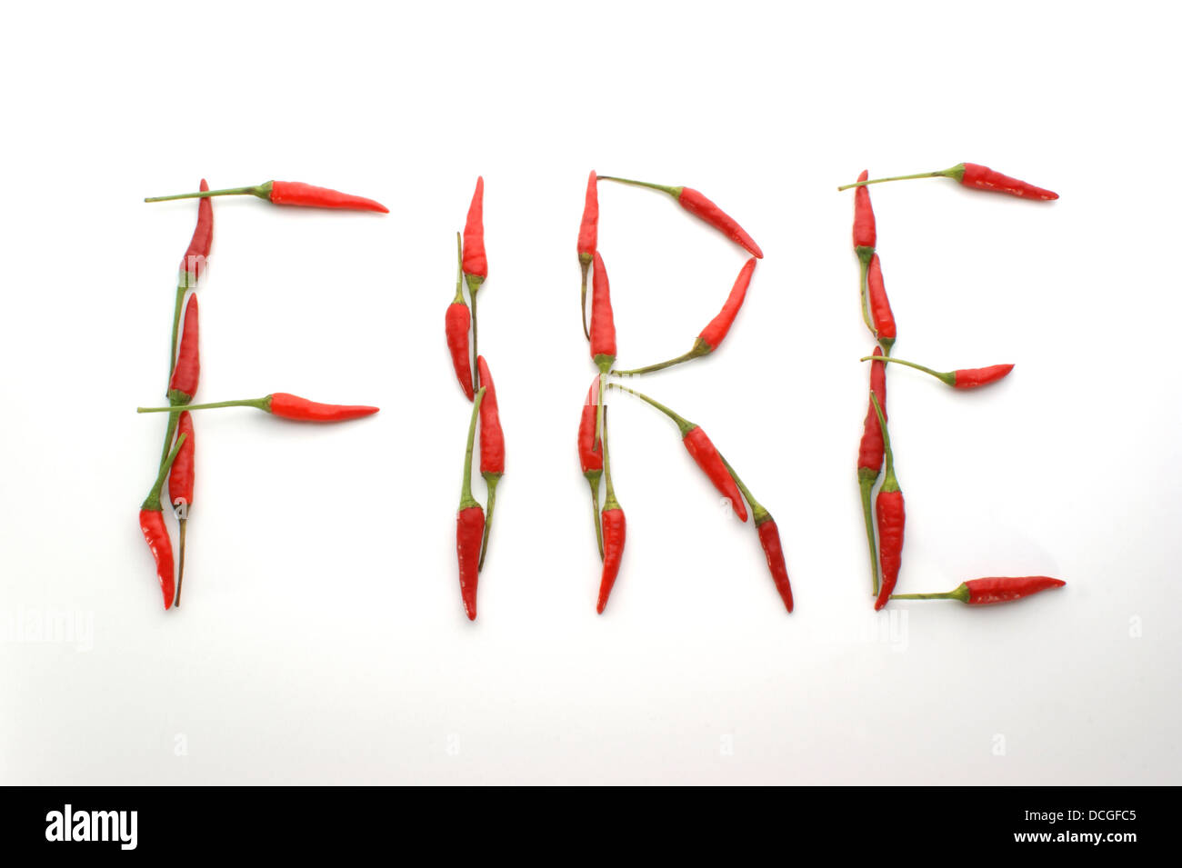 the word fire made with hot chilli Stock Photo - Alamy