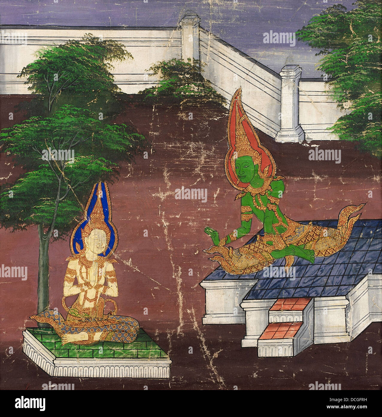 This scene from the Vessantara Jataka depicts Sakka (Indra) revealing ...