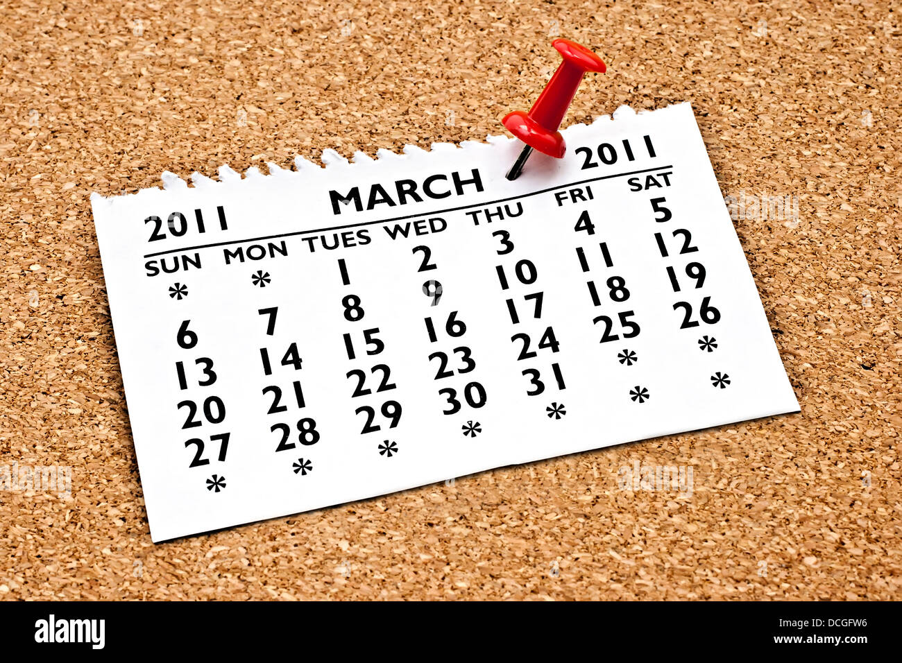 March calendar page hi-res stock photography and images - Alamy
