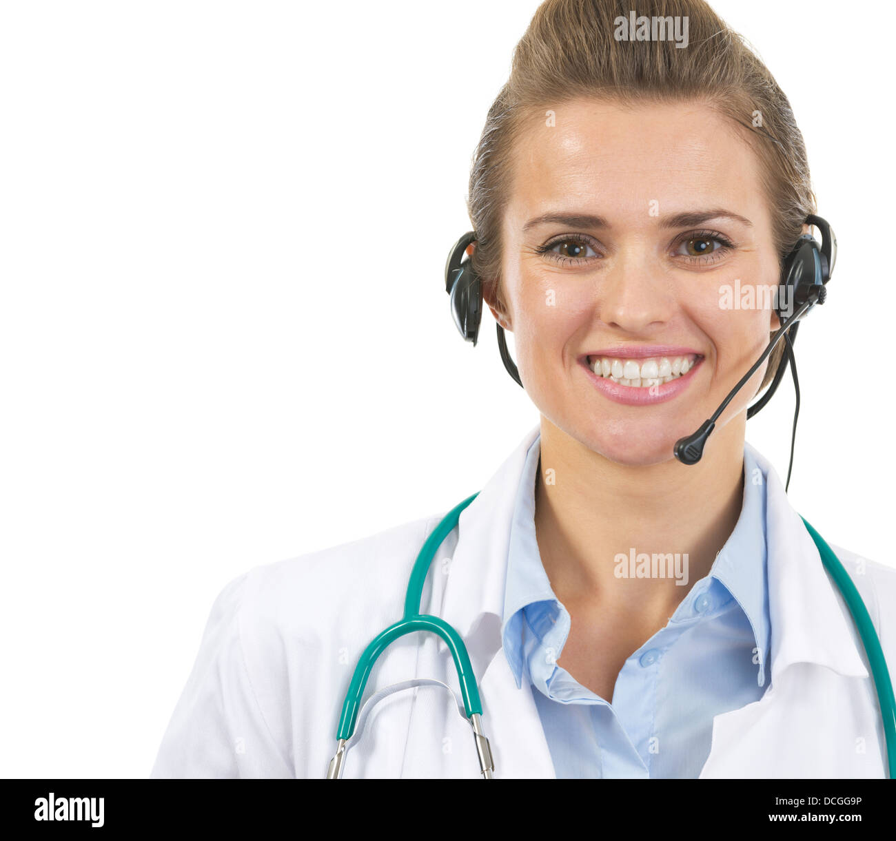 Doctor with headset hi-res stock photography and images - Alamy
