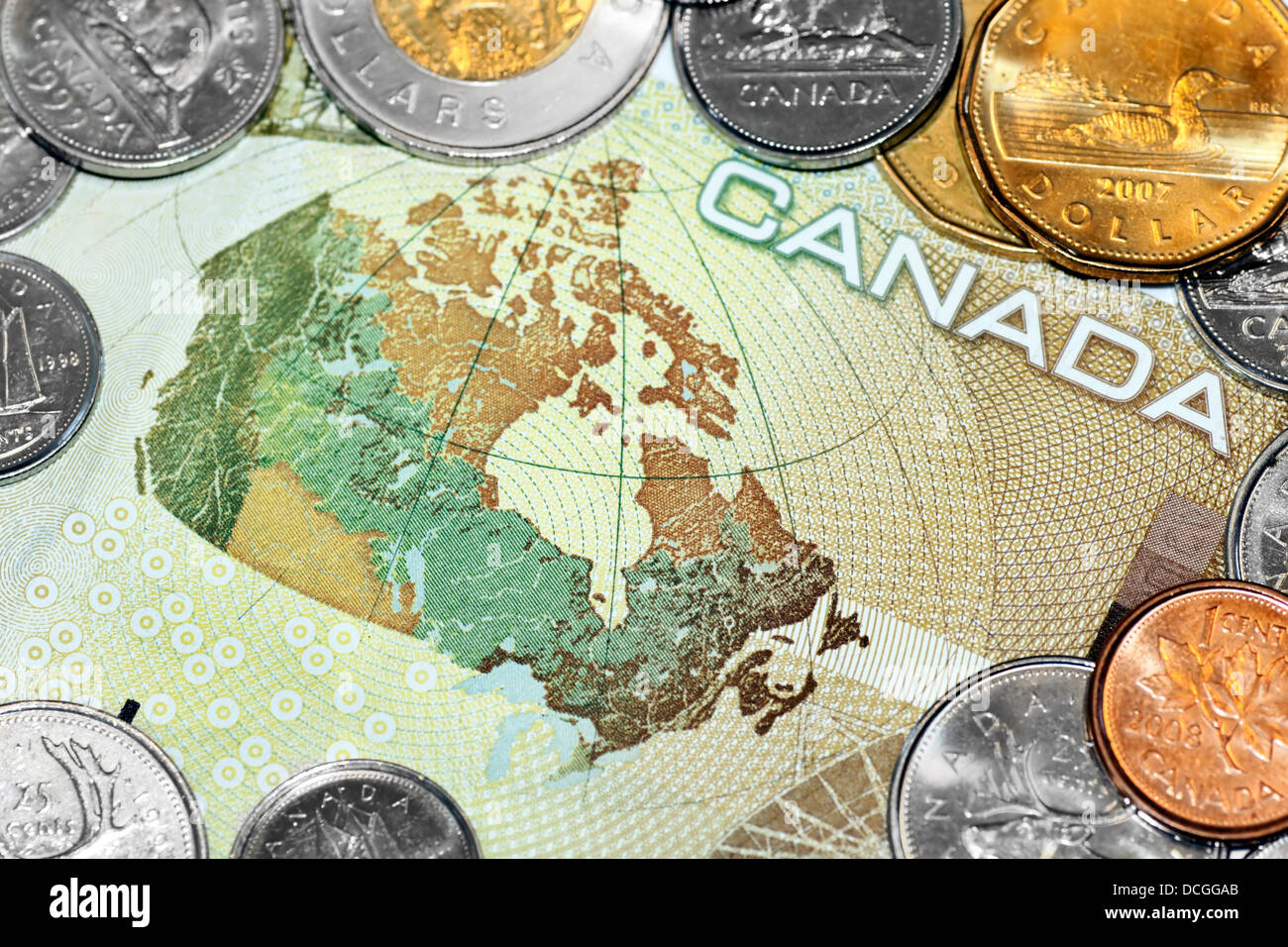 Map of Canada on money bill Stock Photo - Alamy