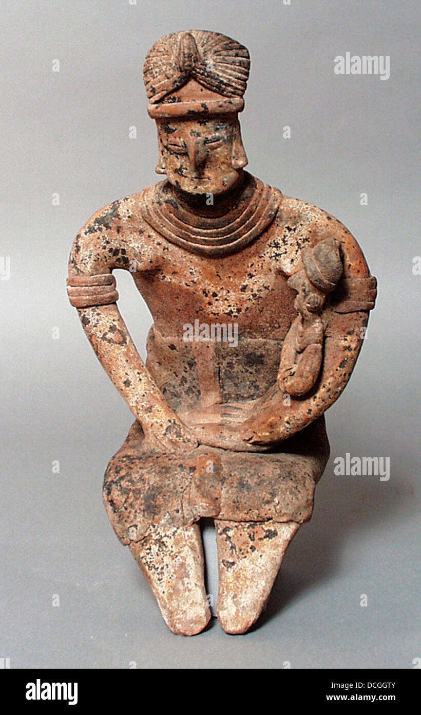 This sculpture, depicting a seated female figure with a child ...