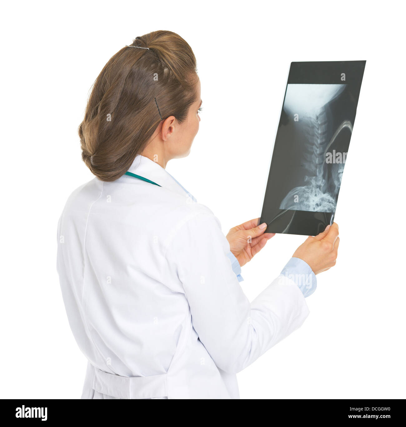 Doctor woman checking fluorography . rear view Stock Photo - Alamy