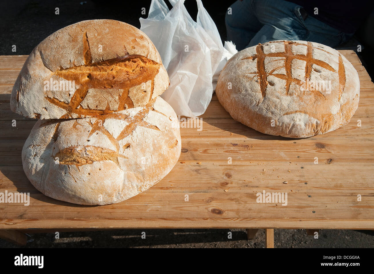 Traditional, hand made bread for sale at farmers market in Wadowice ...