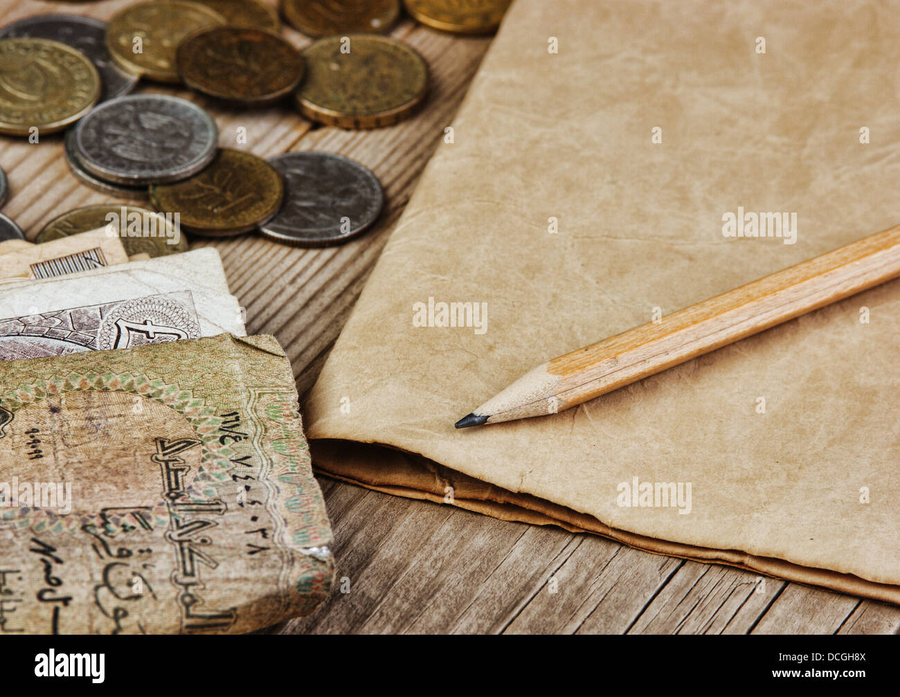Old money notes and coins hi-res stock photography and images - Alamy