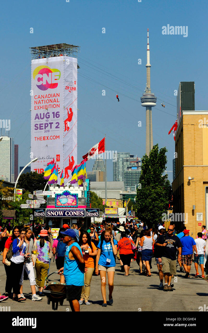 Toronto, Canada. 16th Aug 2013. ZIP LINE with the CN Tower as the ...