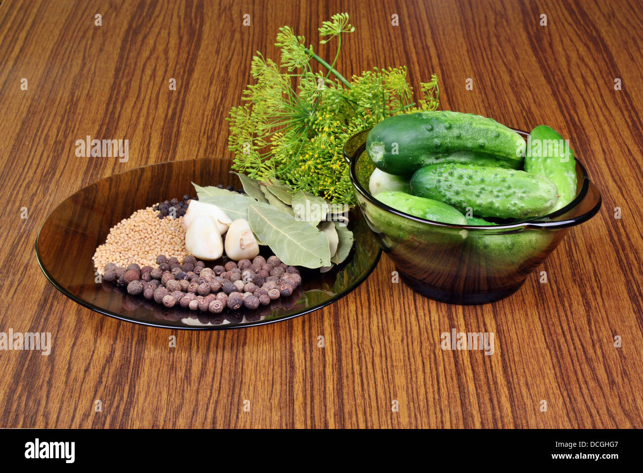 Cucumbers pickled gherkin dill spice allspice bay leaf mustard pepper ...