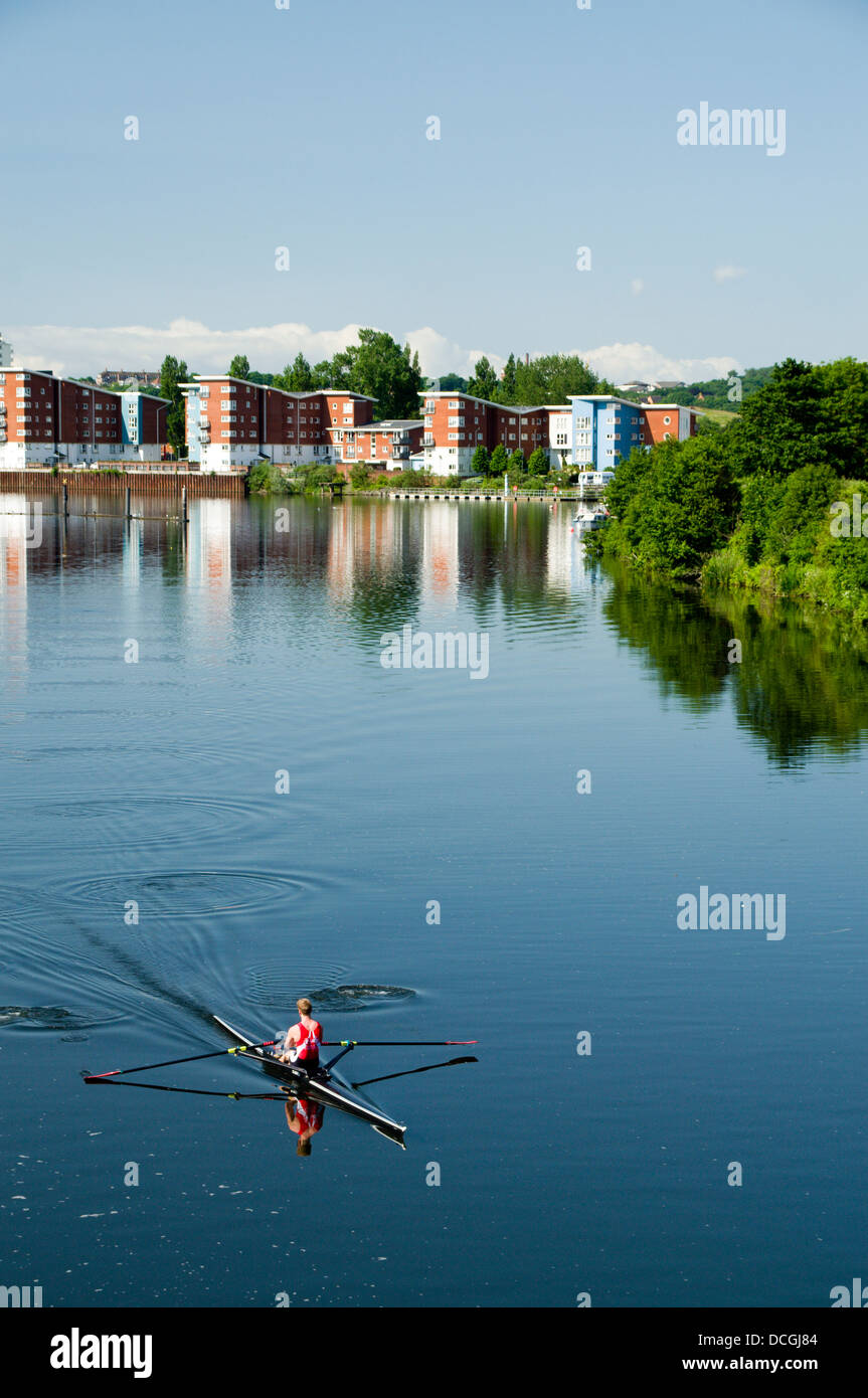 rower on river taff, grangetown, Cardiff, wales Stock Photo - Alamy
