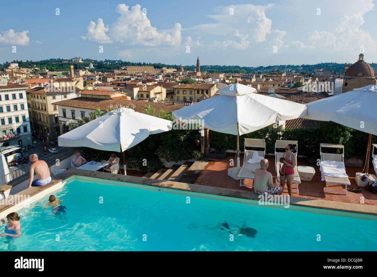 Italy, Tuscany, Florence, swimming pool on the roof Stock Photo - Alamy