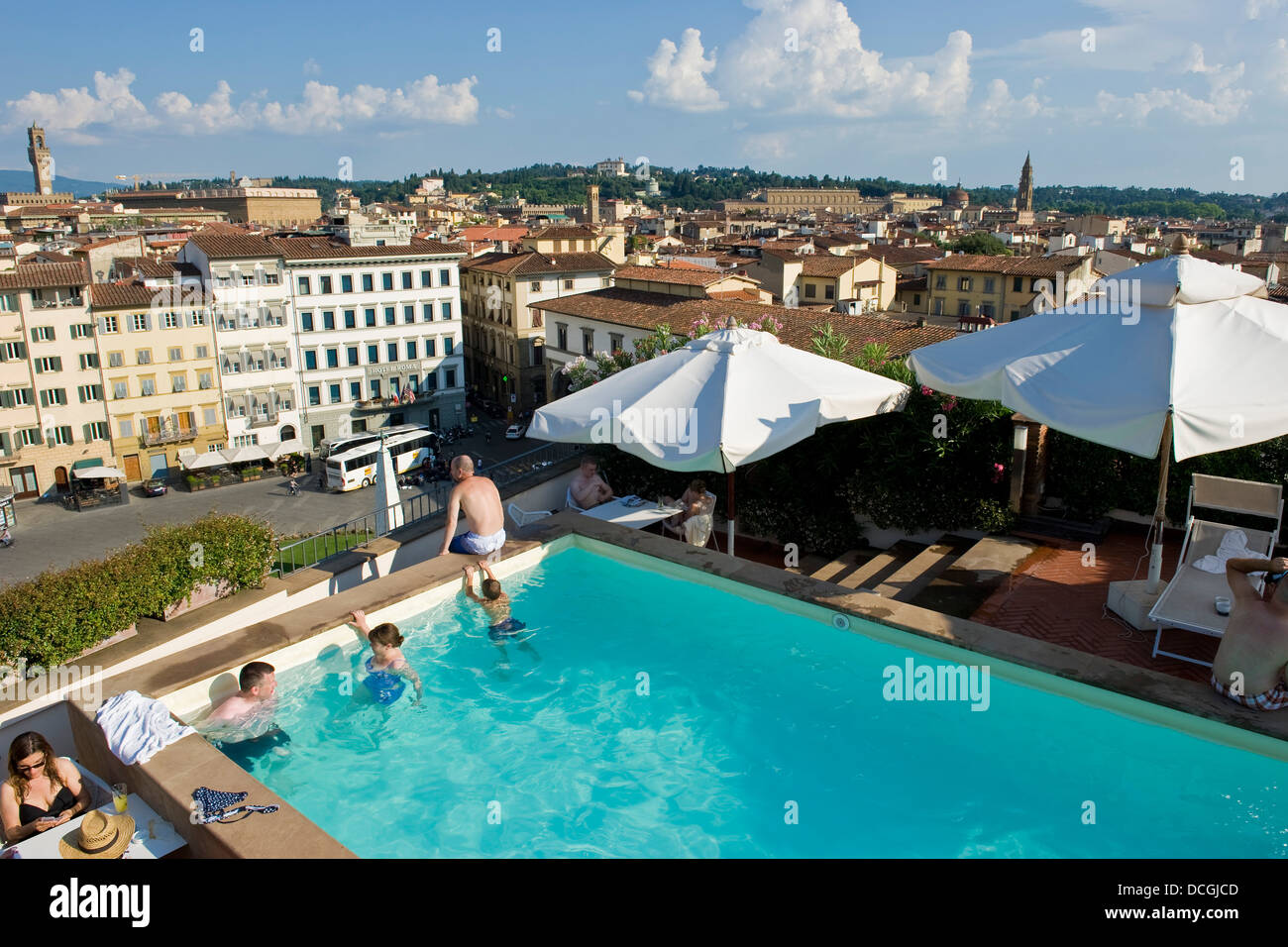 Italy, Tuscany, Florence, swimming pool on the roof Stock Photo - Alamy