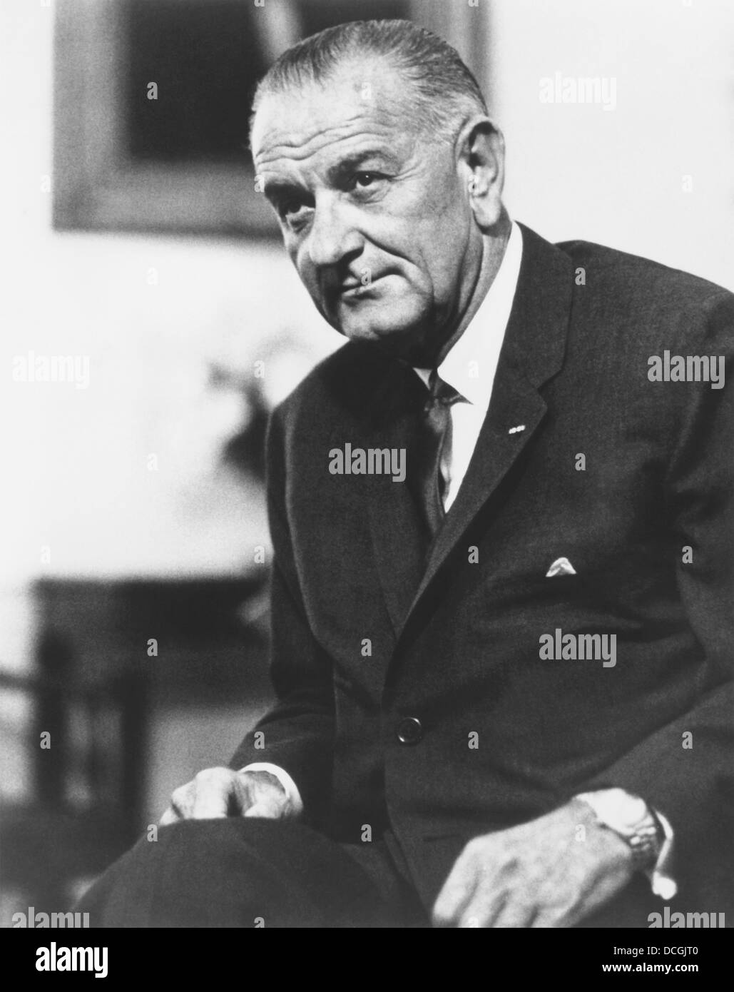 Digitally restored American history photo of President Lyndon Baines ...