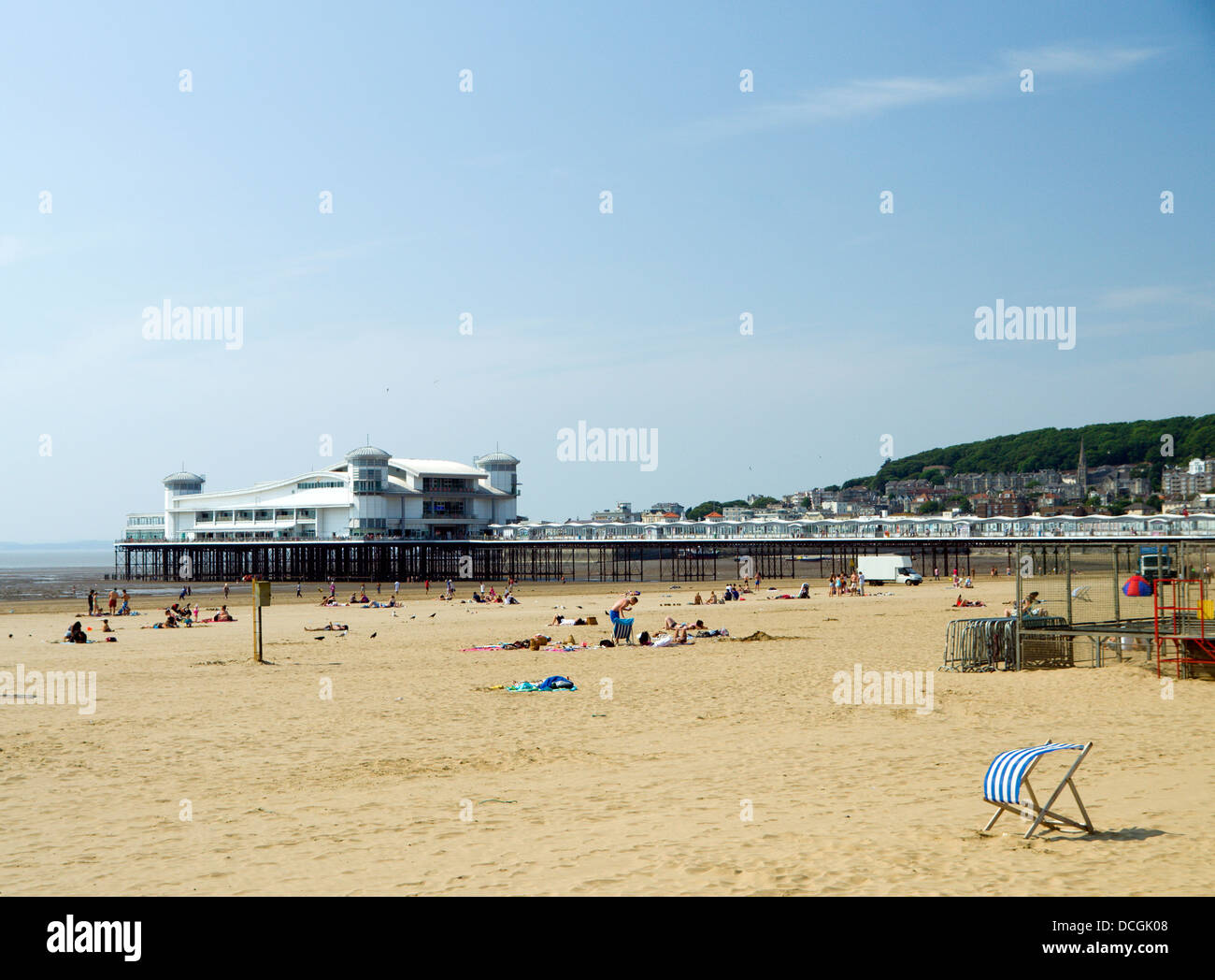 The Grand Pier and beach, Weston-Super-Mare, Somerset, England Stock ...