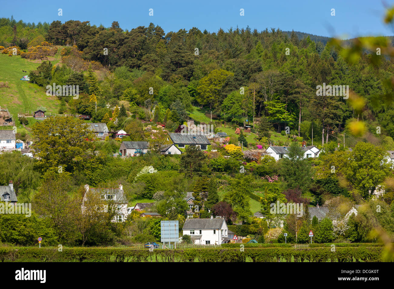 View towards Braithwaite Village, Lake District National Park, Cumbria ...