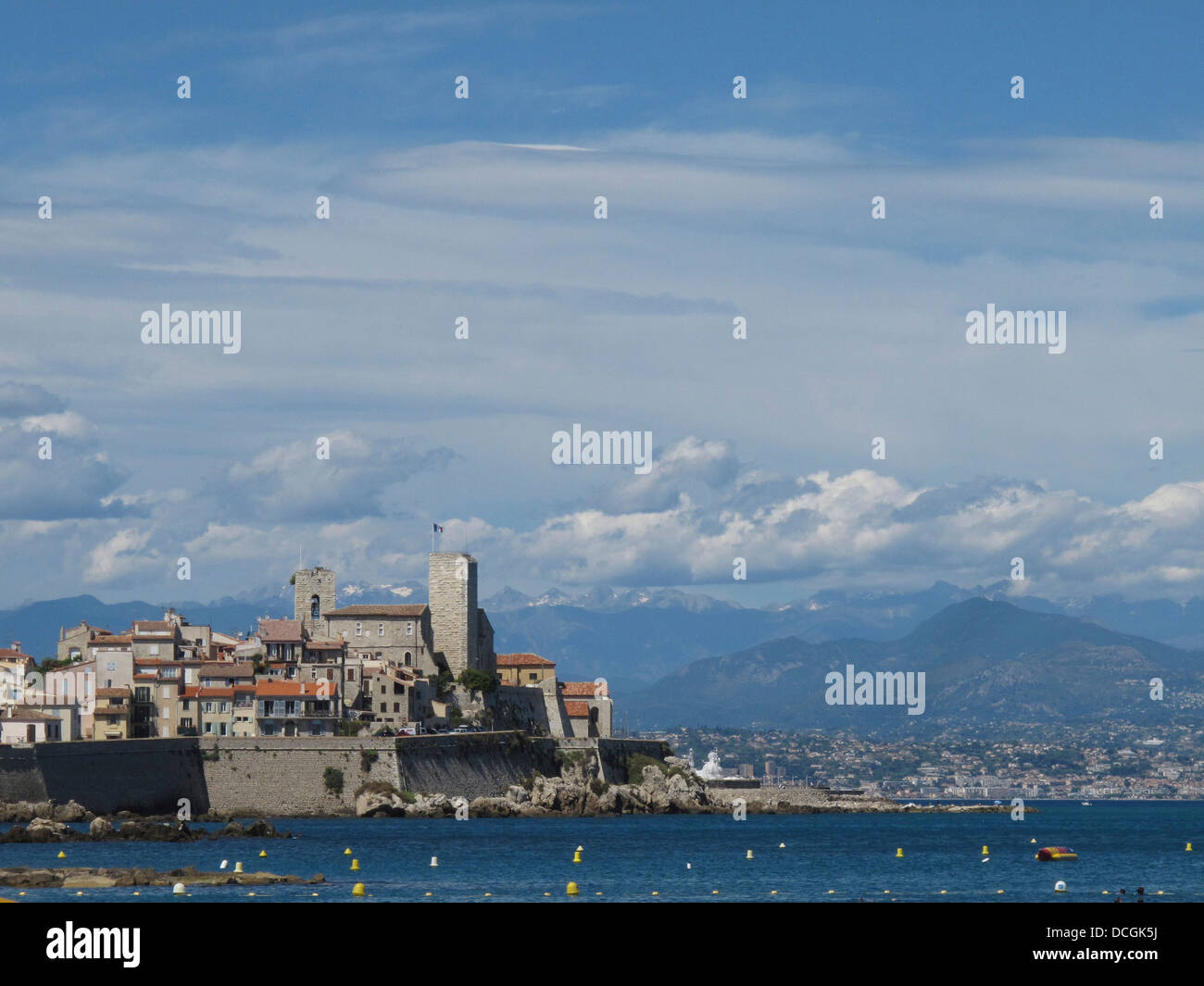 Old town of Antibes with mountains in background Stock Photo - Alamy