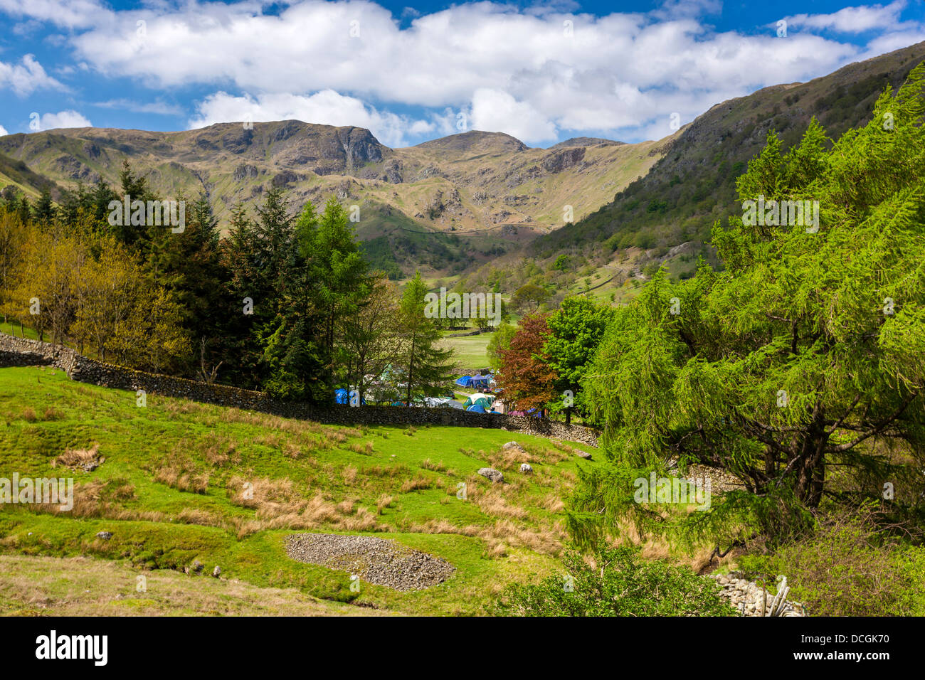 Campsite in Dovedale valley, Lake District National Park, Cumbria ...