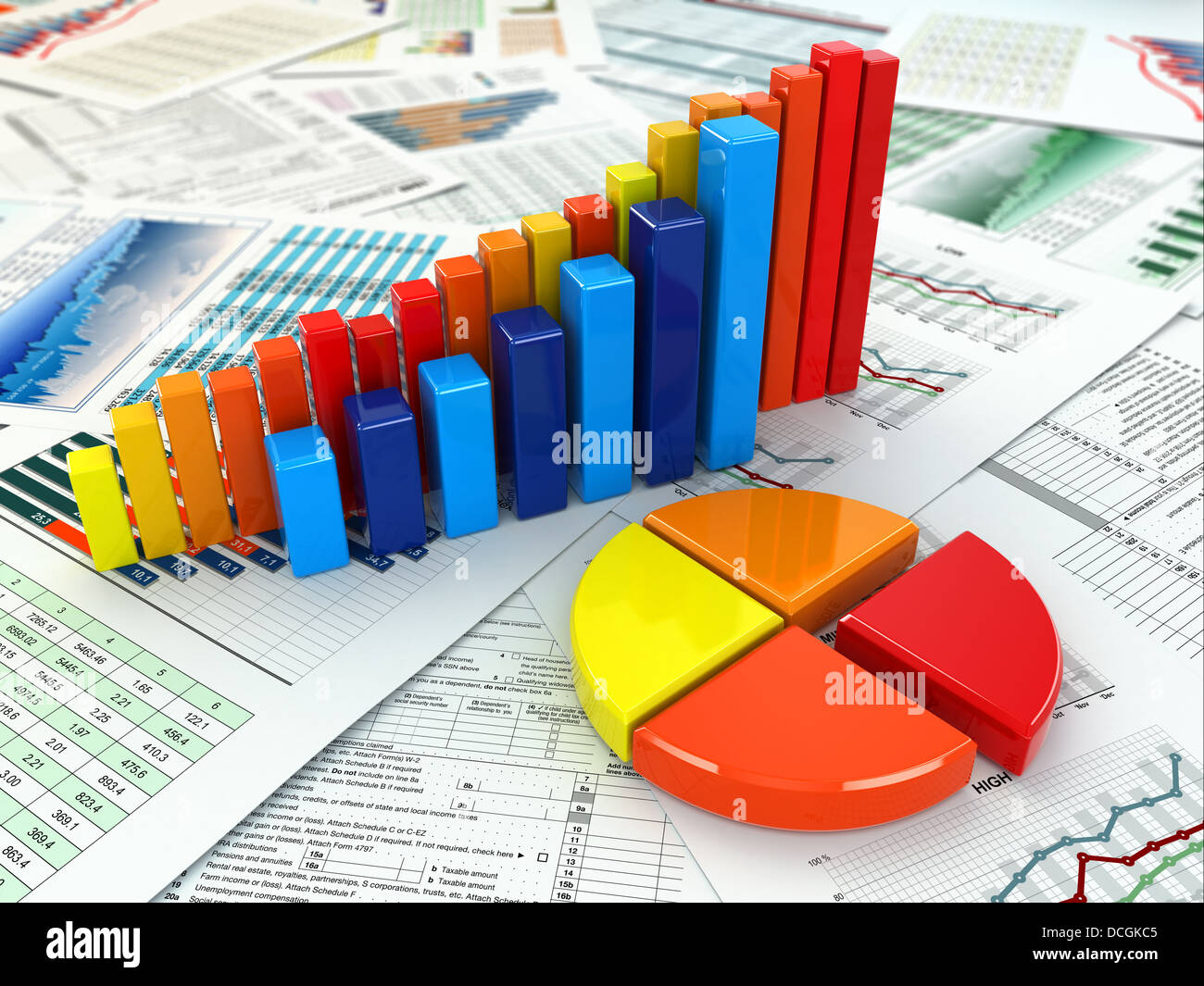 Business concept. Three-dimensional graph and charts. 3d Stock Photo ...