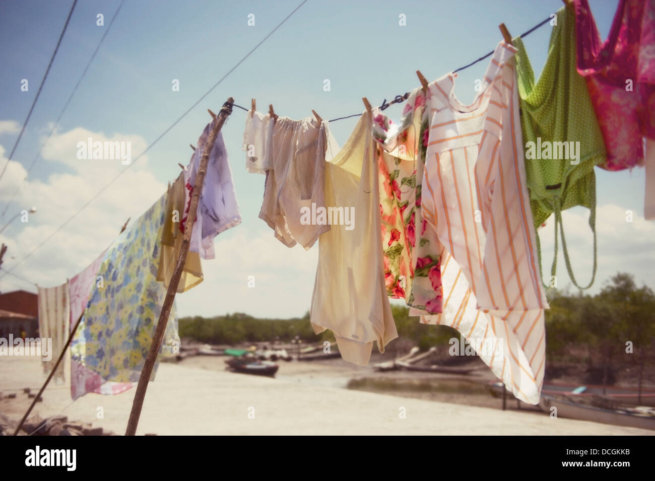 Laundry Hanging On Clothesline; Brazil Stock Photo - Alamy