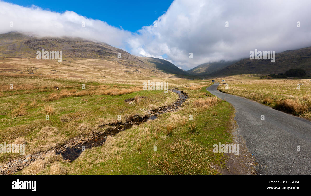 View towards Wrynose Pass over Wrynose Bottom from Hardknott Pass in ...