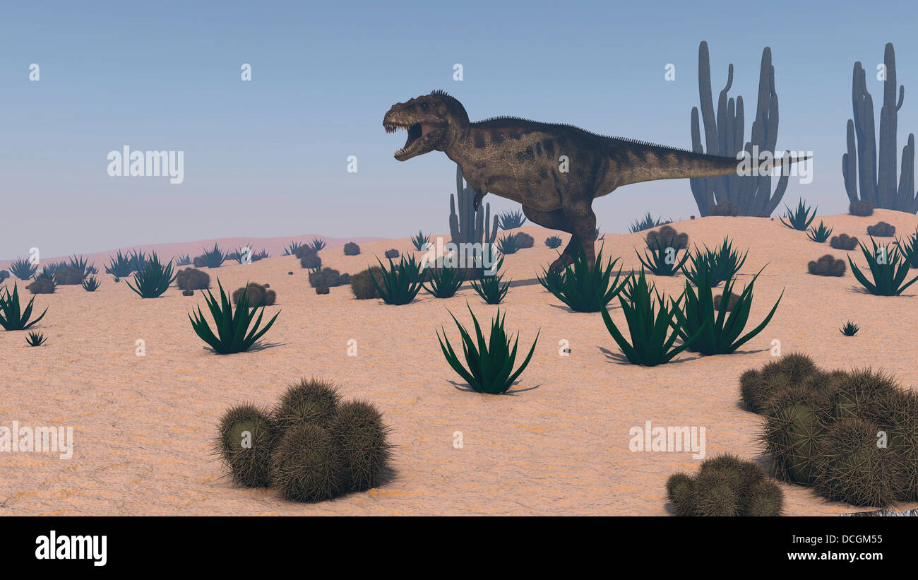 Tyrannosaurus Rex hunting in a desert environment Stock Photo - Alamy