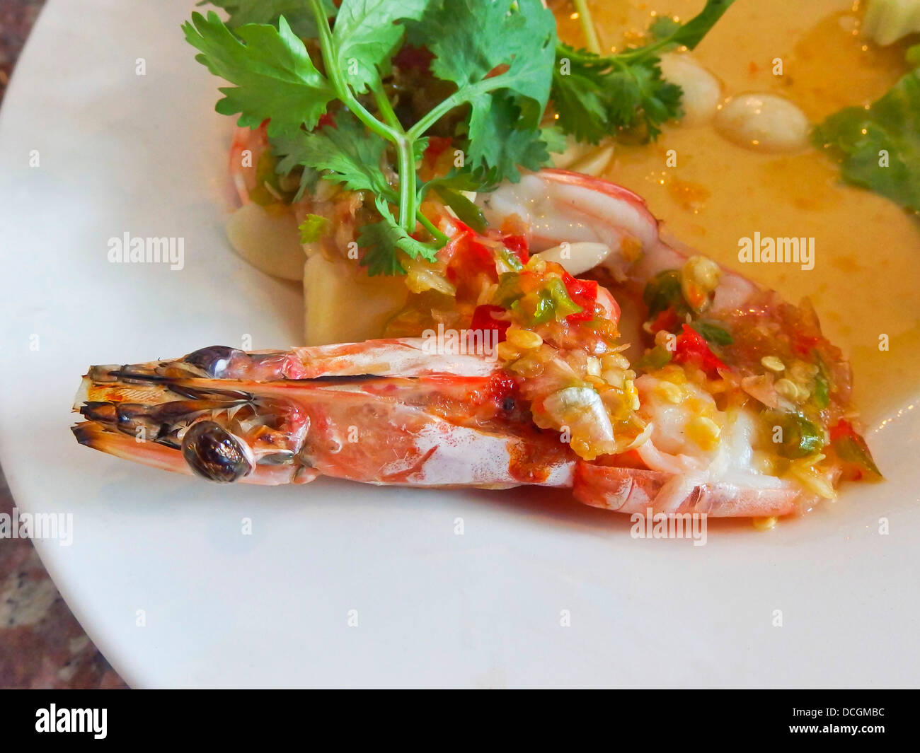 Spicy grilled shrimp Thai cuisine Stock Photo - Alamy