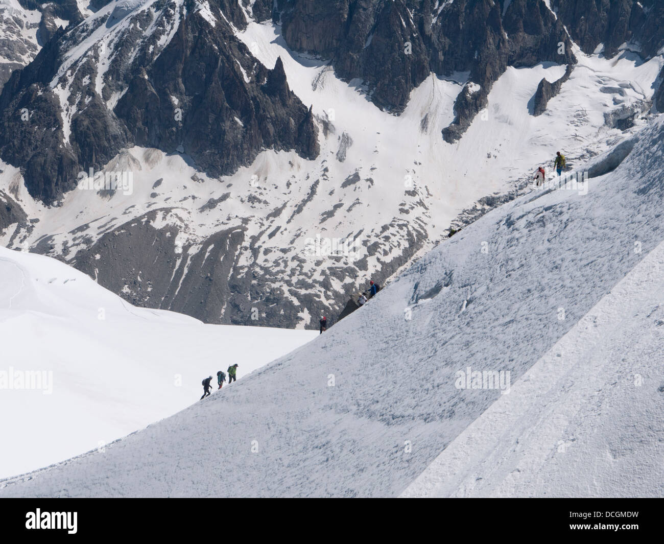 Aiguille du midi alpine walkers in snow Stock Photo - Alamy