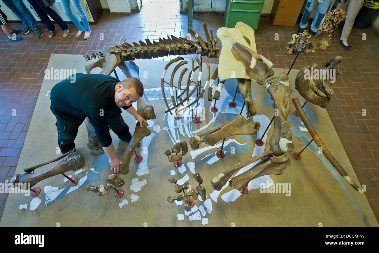 Otzberg, Germany. 15th Aug, 2013. The locksmith Daniel Sehl looks on as ...