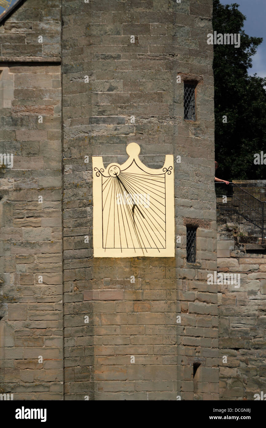 Warwick Castle, sundial in the Bailey Stock Photo - Alamy