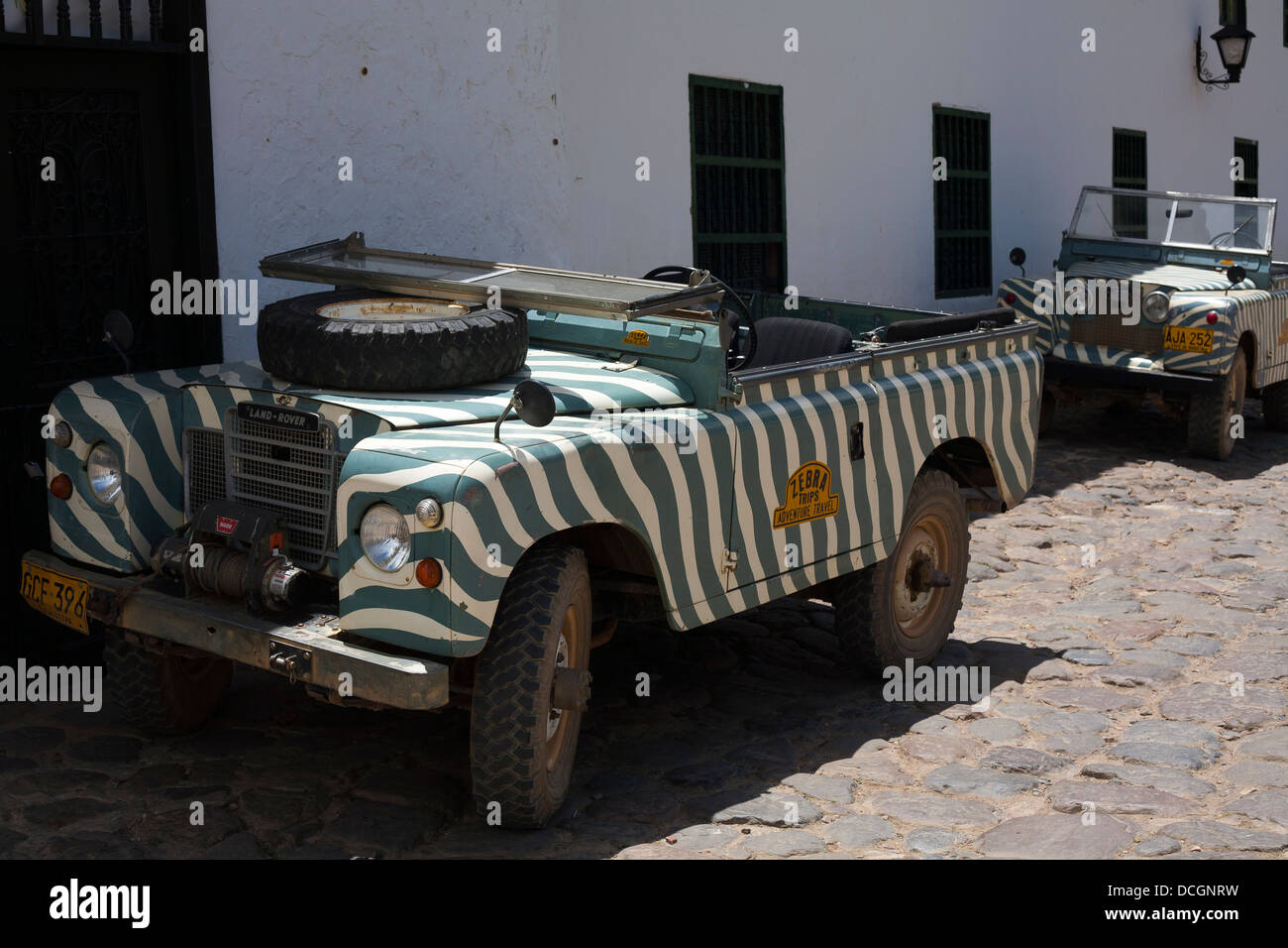 A classic safari landrover four wheel drive used for tourists in Villa ...