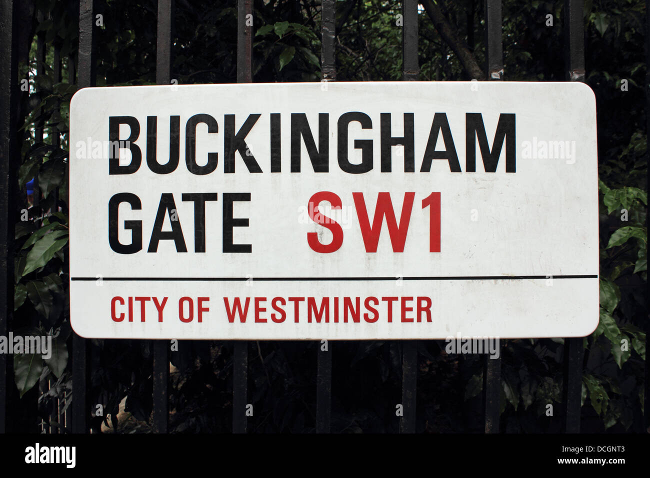 Buckingham Gate, SW1, City of Westminster street sign in London, UK ...